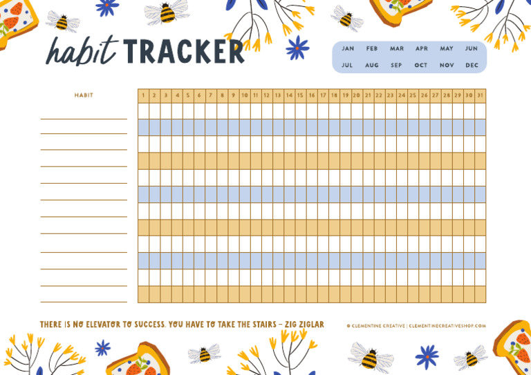 Habit Tracker Bees A4 | PDF