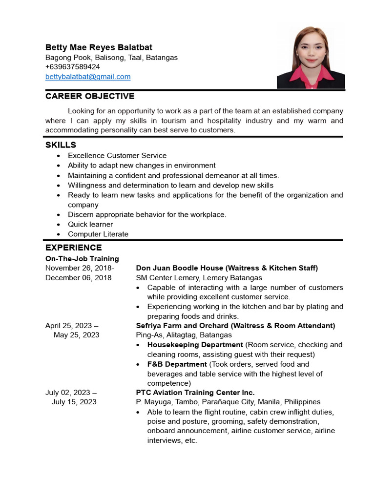RESUME - BALATBAT, Betty Mae R. | PDF