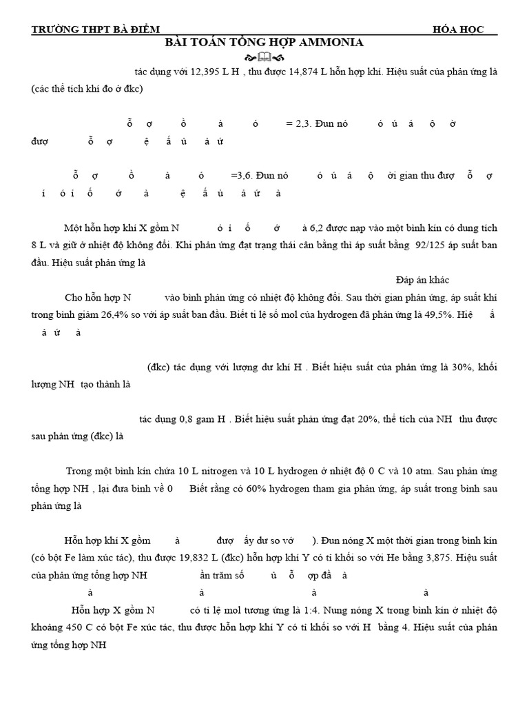 1 - HS - Bai Toan Tong Hop Ammonia | PDF