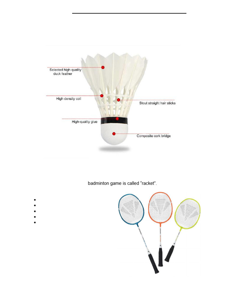 Badminton Equipment and Rules Overview | PDF | Sports | Athletic Sports