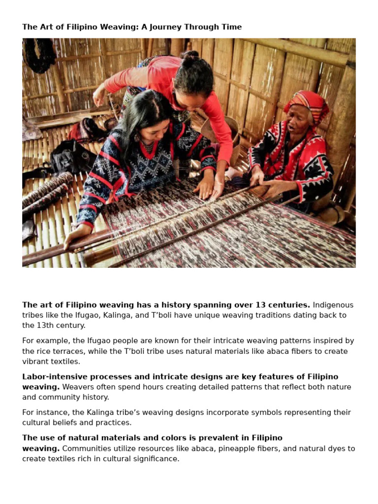 The Art of Filipino Weaving | PDF | Weaving | Textiles