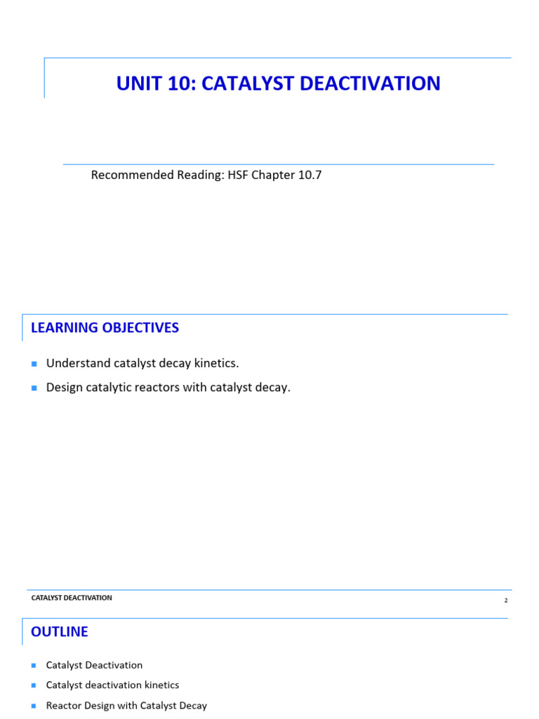 Unit 10-Catalyst Deactivation | PDF | Catalysis | Chemical Kinetics