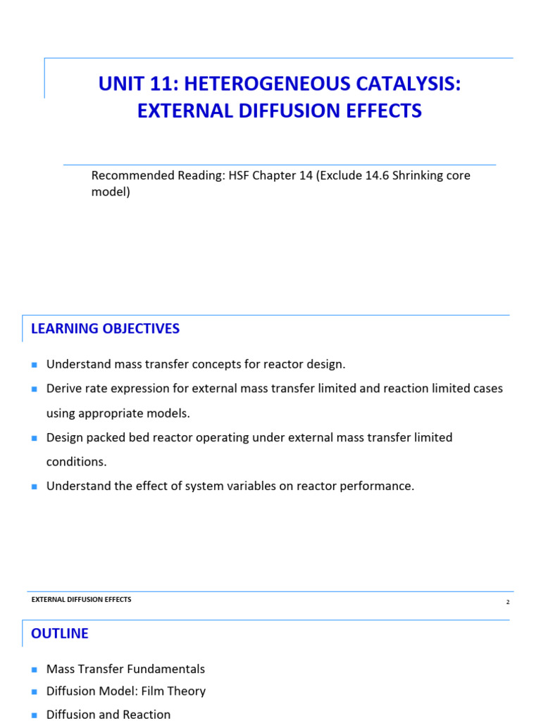 Unit 11-External Diffusion Effects | PDF | Diffusion | Chemical Reactor