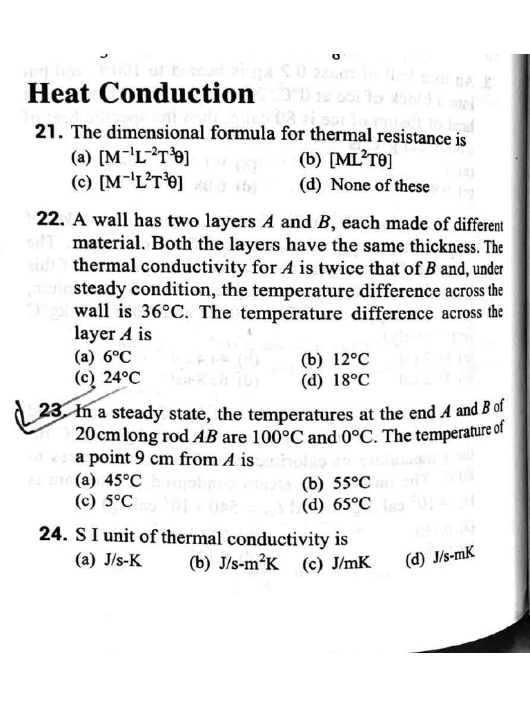Thermal Conduction - Basic Problems to Practice | PDF