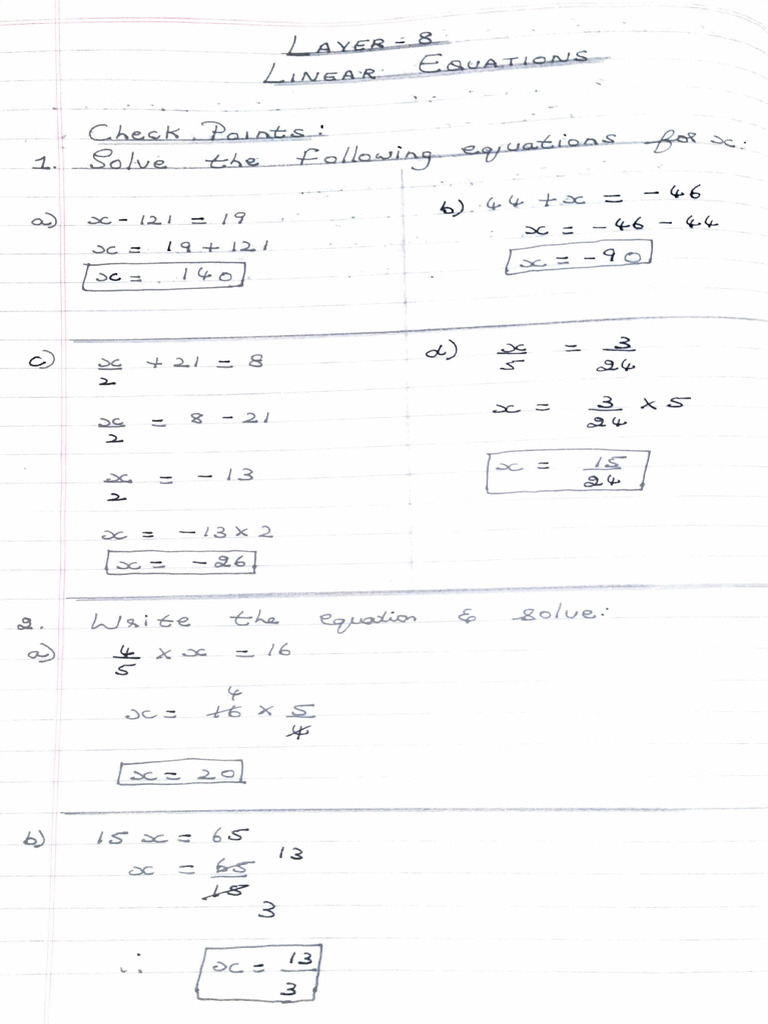 Grade 8 Math Layer 8 Linear Equations | PDF