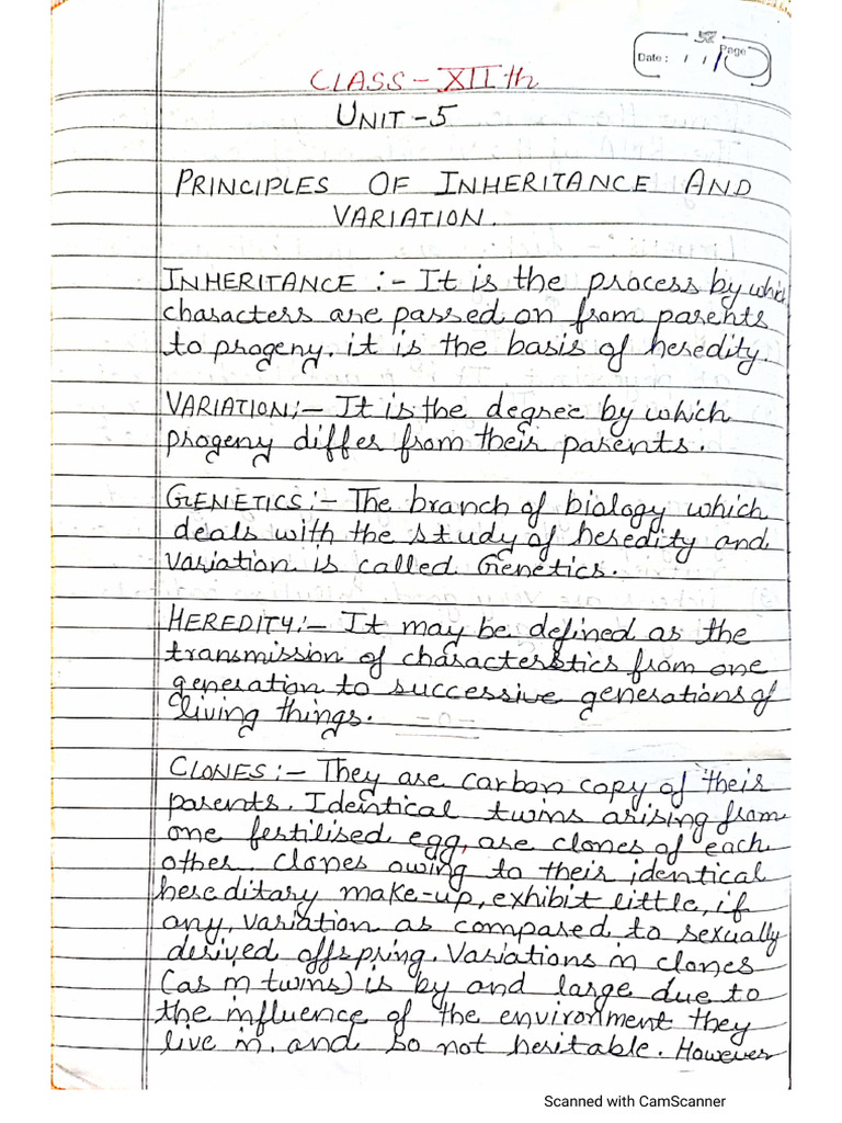 Ch-5 Principles of Inheritance and Variations.notes | PDF