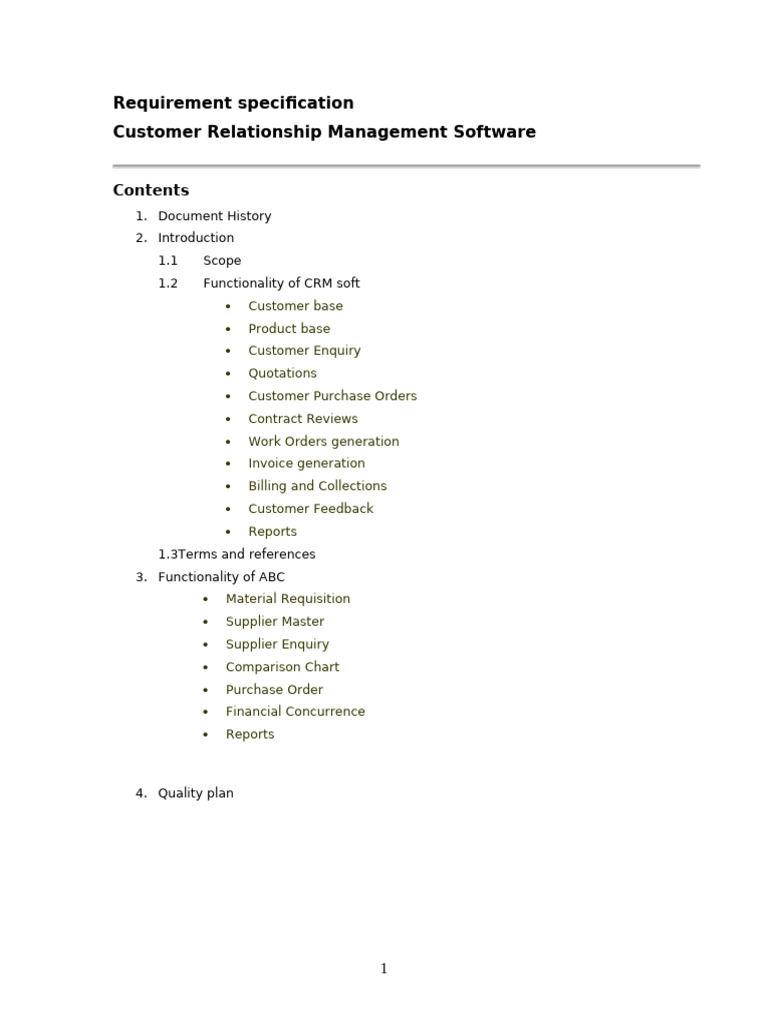 CRM Software Requirement Specification | PDF | Customer Relationship ...