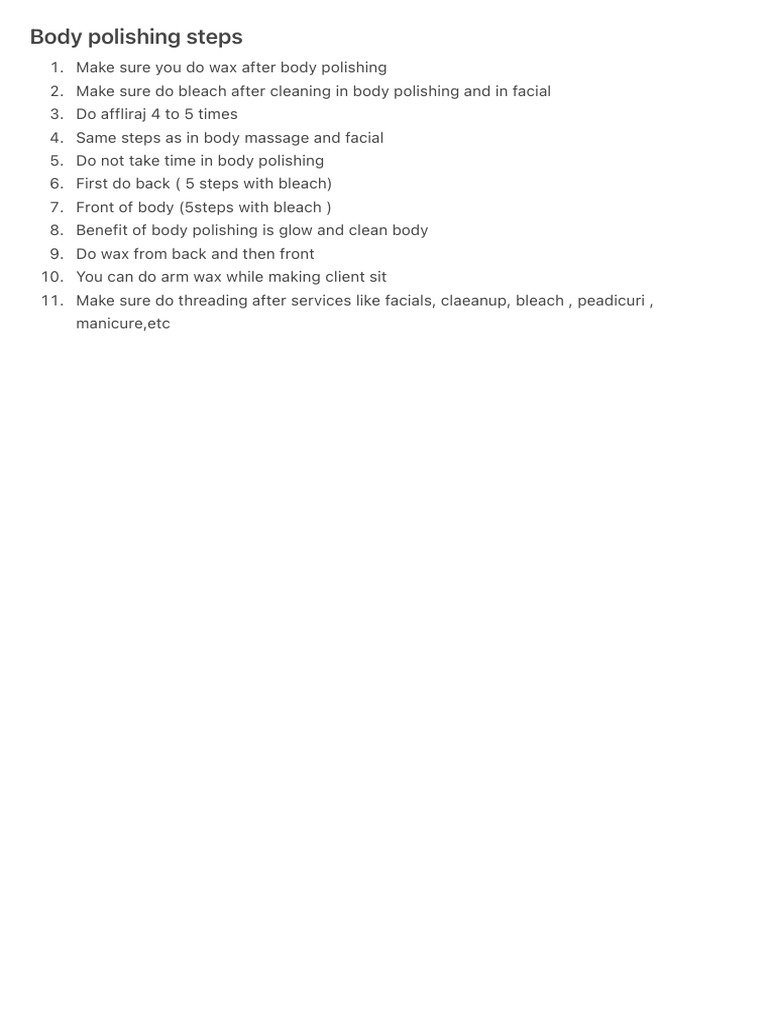Body Polishing Steps | PDF