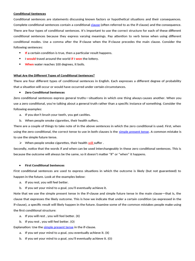 Conditional Sentences | PDF | Verb | Linguistics