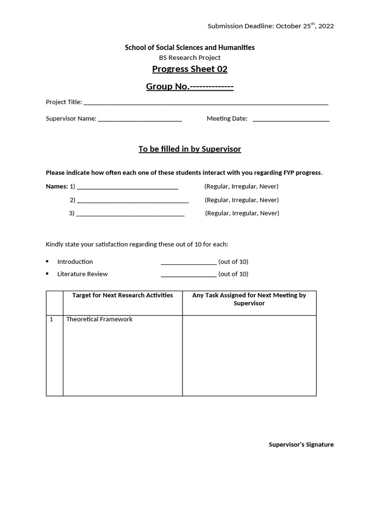 BS Projects Progress Sheet 2 | PDF