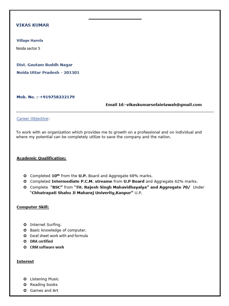 Vikas Kumar CV | PDF