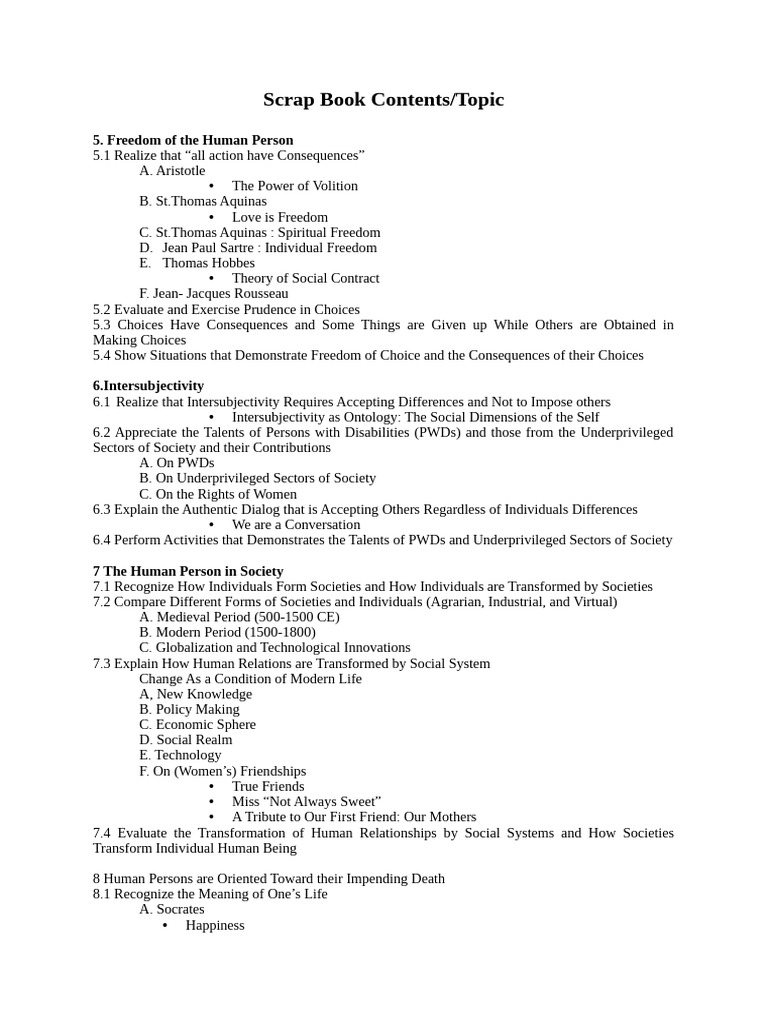 Outline 5.1 Contents of Scrap Book - 061940 | PDF | Thomas Aquinas | God