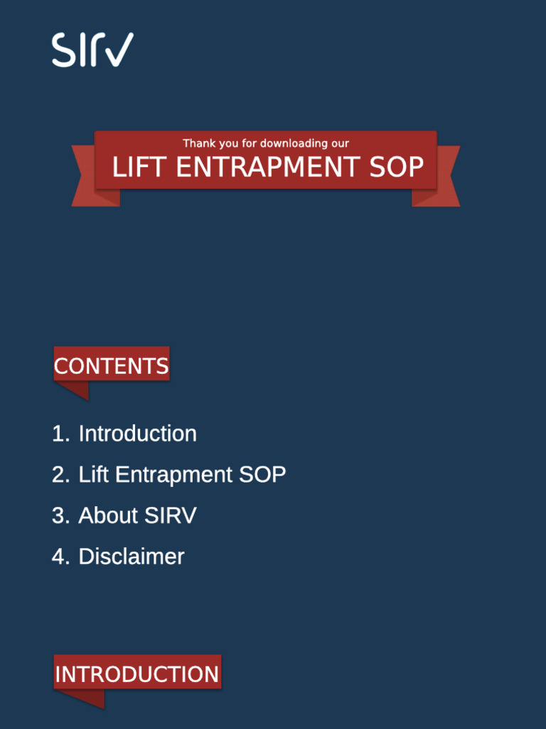 SIRV Lift Entrapment SOP Template | PDF | Elevator