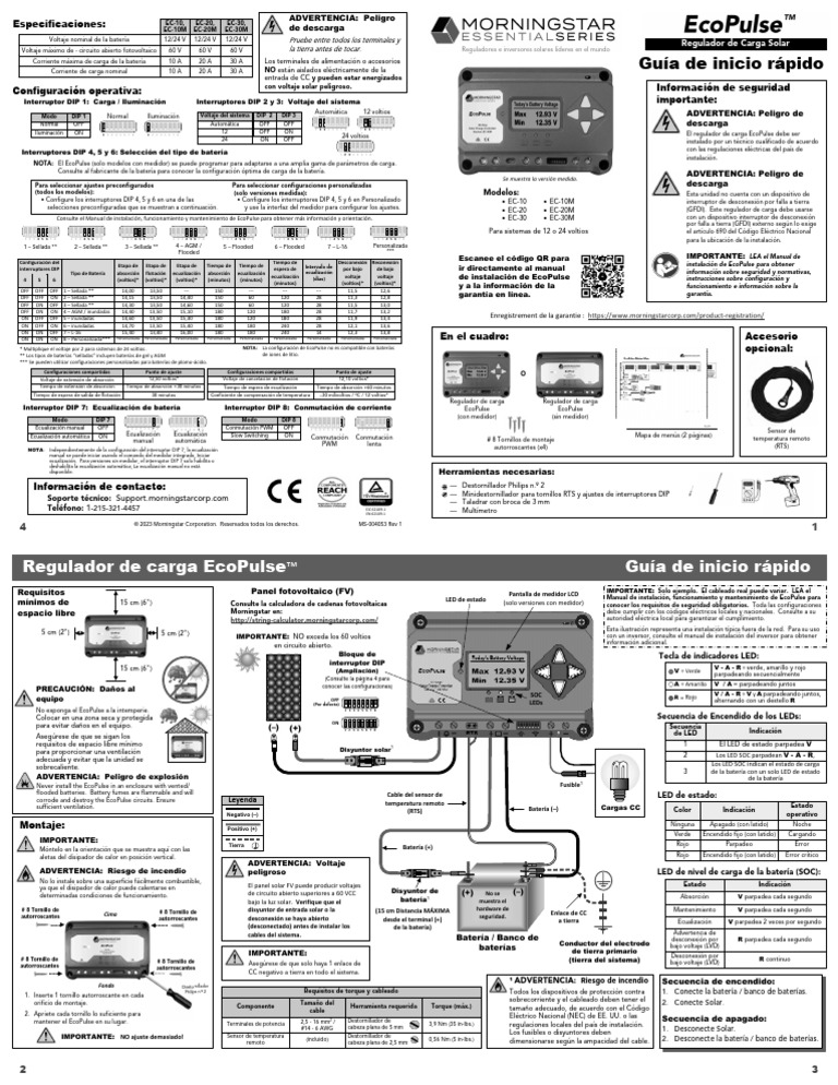Quick Start Guide Ecopulse Es | PDF | Diodo emisor de luz | Cambiar