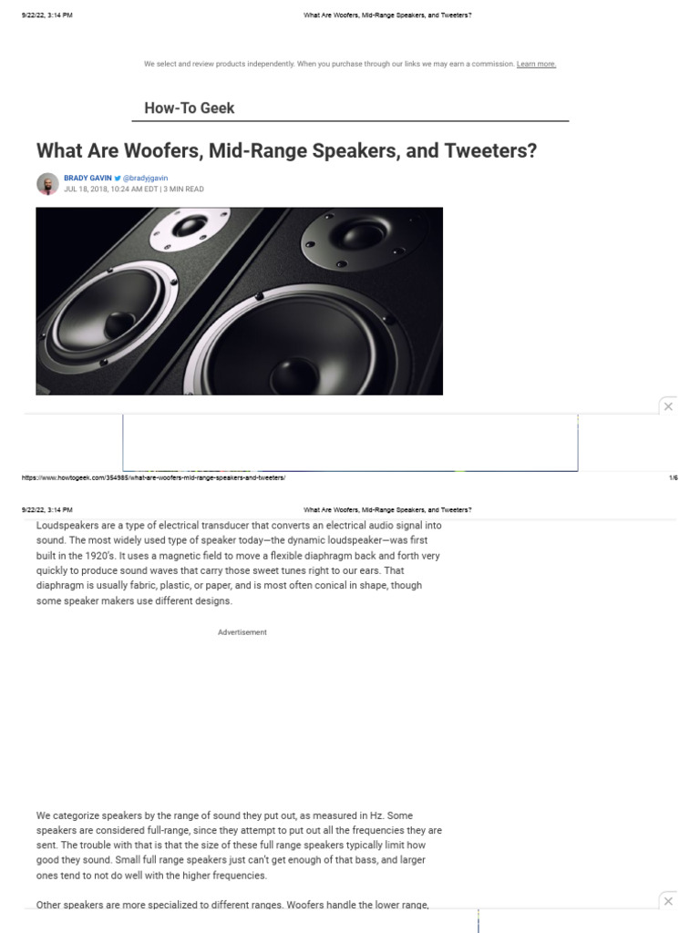 Understanding Speakers: Woofers, Midranges, Tweeters | PDF ...