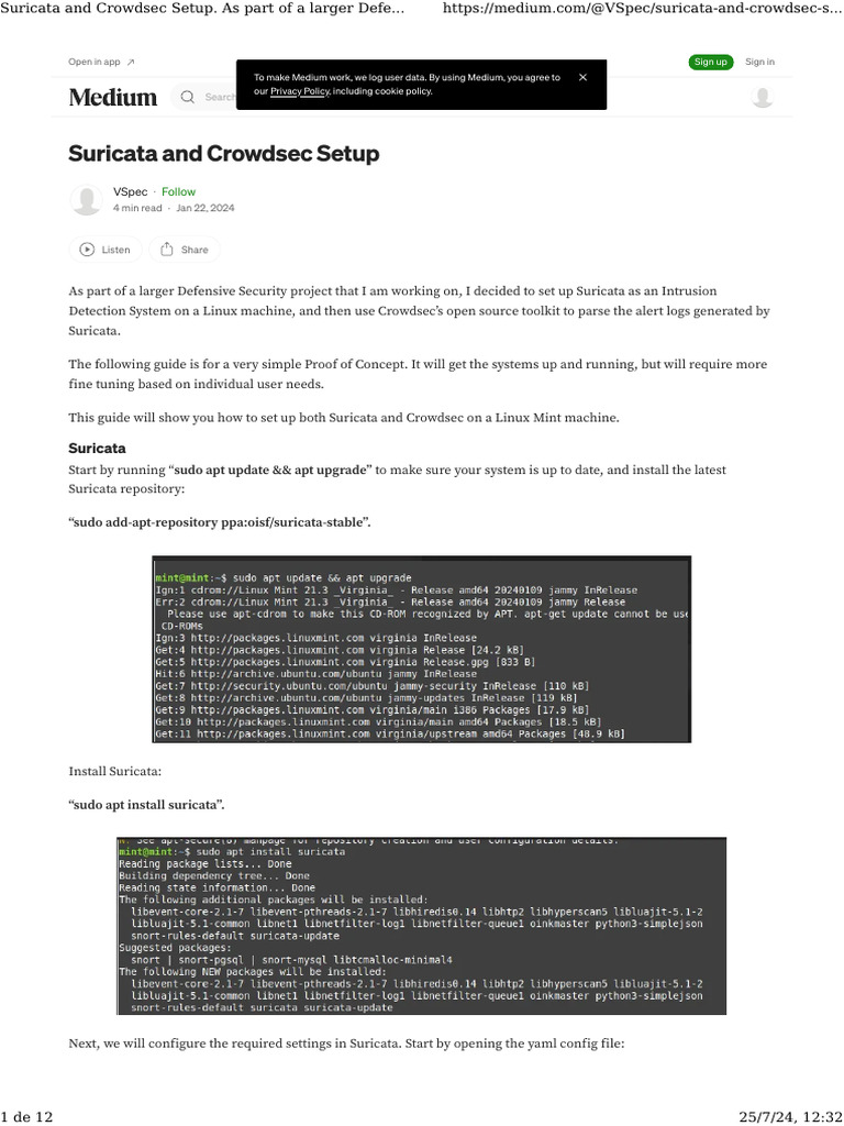 Suricata and Crowdsec Setup | PDF | Sudo | Http Cookie