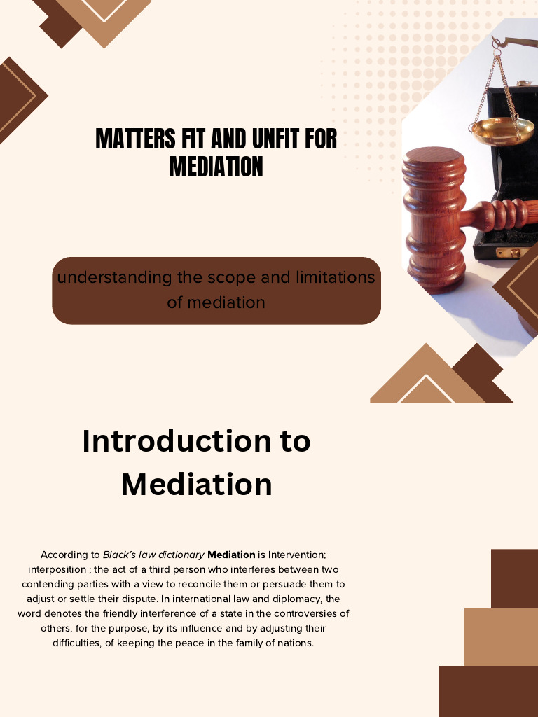 Matters Fit and Unfit For Mediation | PDF | Mediation | Lawsuit