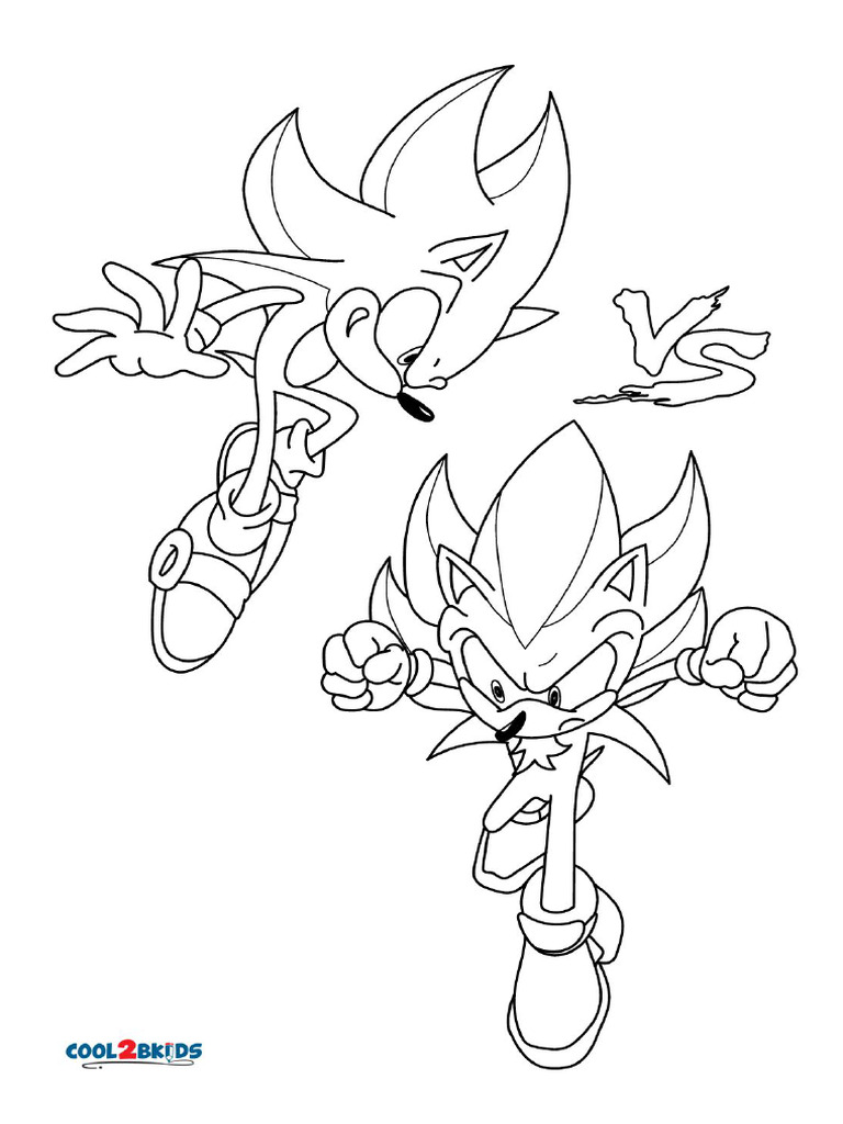 Super Sonic Vs Super Shadow Coloring Pages | PDF