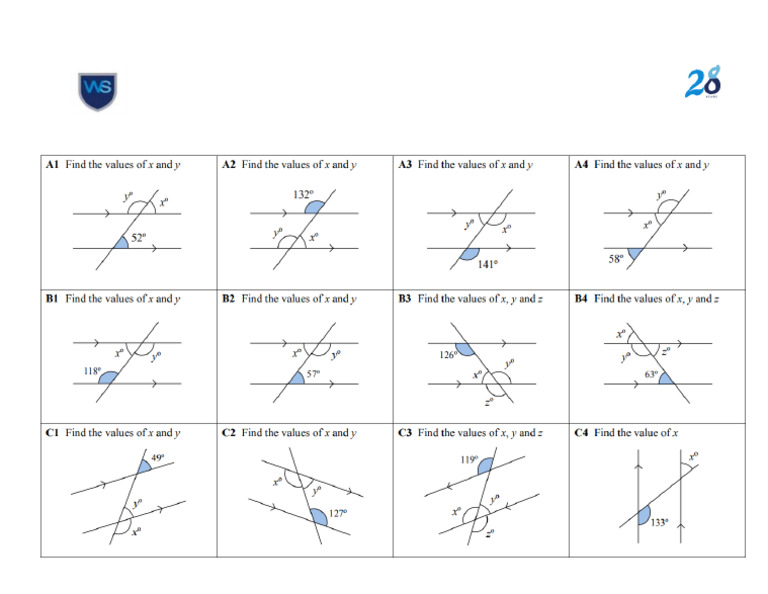 Parallel lines Worksheet | PDF