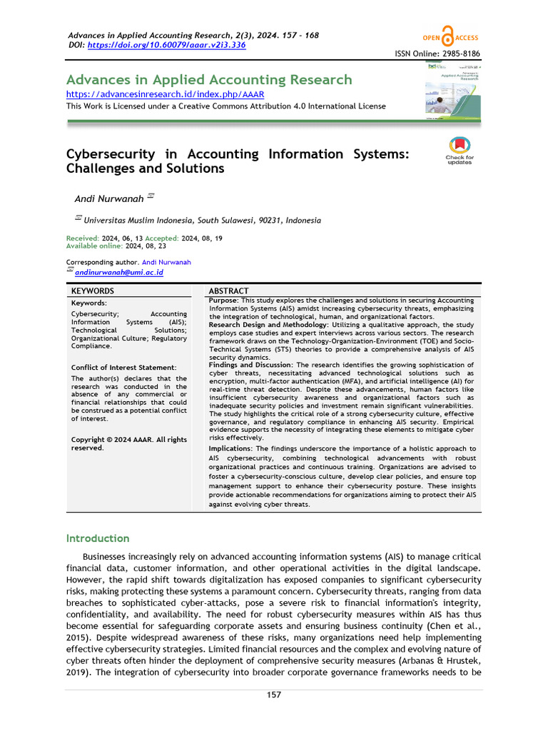 Cybersecurity in Accounting Information Systems CH | PDF | Computer ...