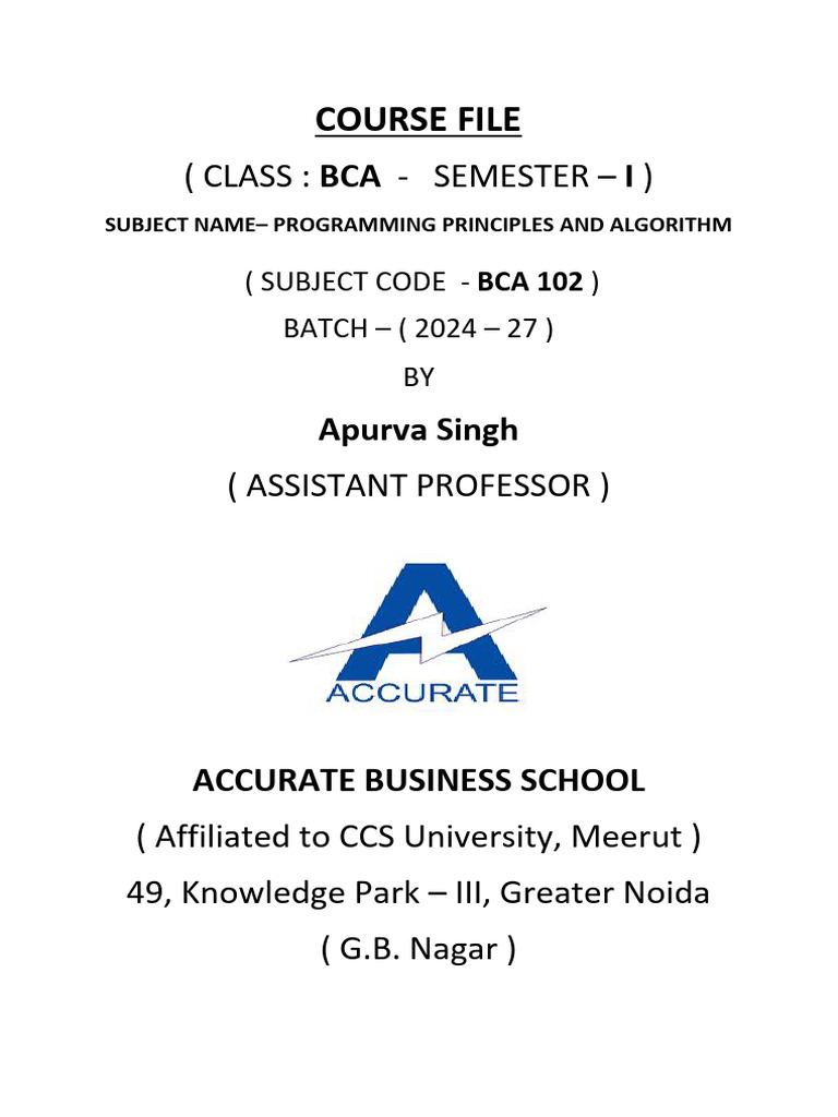 Course File Front Page (1) | PDF