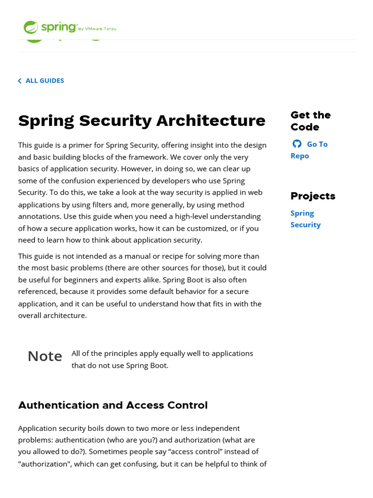 Getting Started _ Spring Security Architecture | PDF | Authentication ... Getting Started _ Spring Security Architecture | PDF | Authentication ...