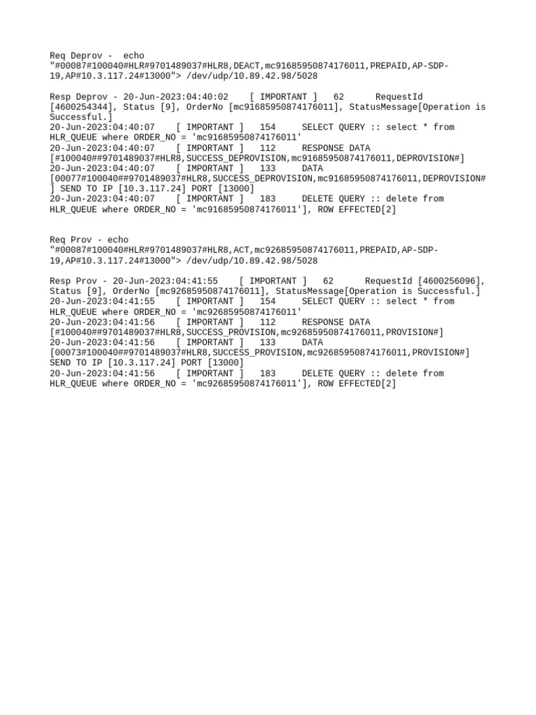 Deprovisioning and Provisioning Logs | PDF
