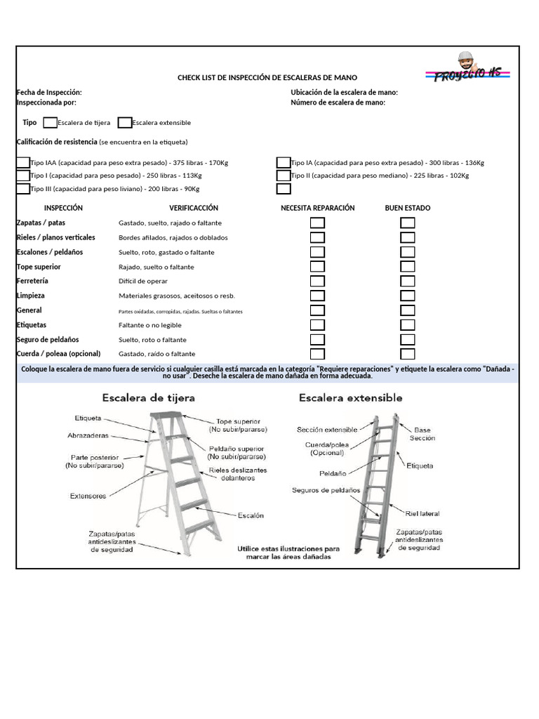 Check List Inspección Escaleras de Mano | PDF