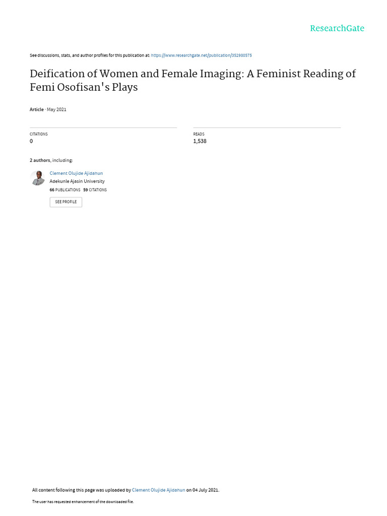Deification of Women and Female Imaging 1 | PDF | Feminism | Gender Studies