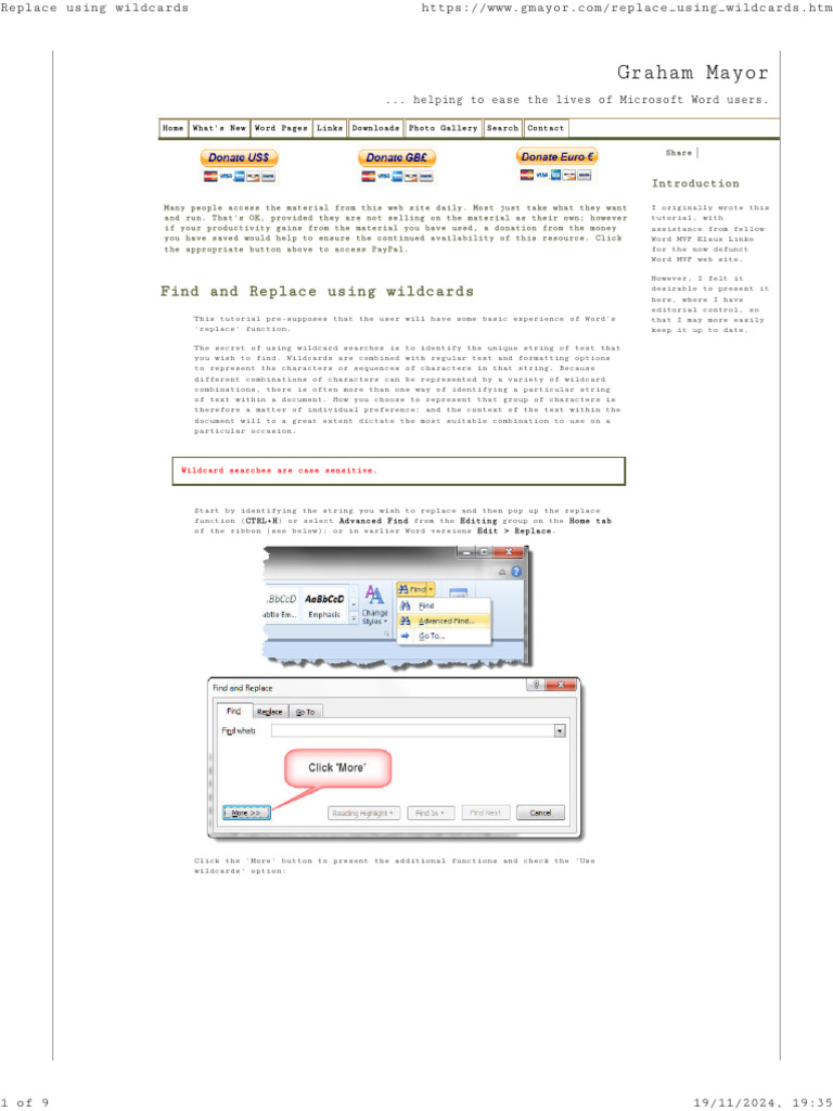 Wildcard Techniques in Word Replace | PDF | Bracket | Ascii