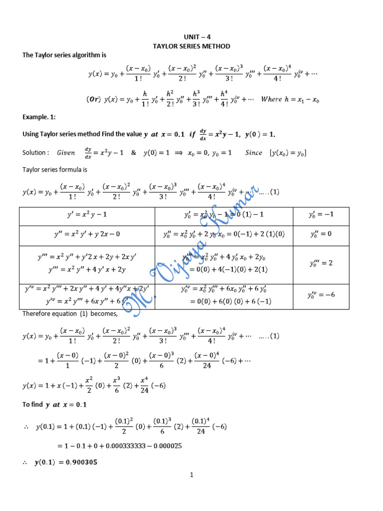 Taylor Series and Euler Methods Explained | PDF