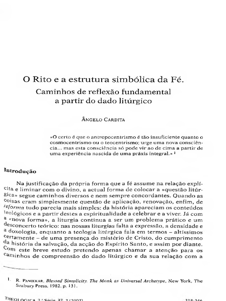 Cardita (2002) - O Rito e A Estrutura Simbólica Da Fé | PDF | Teologia ...