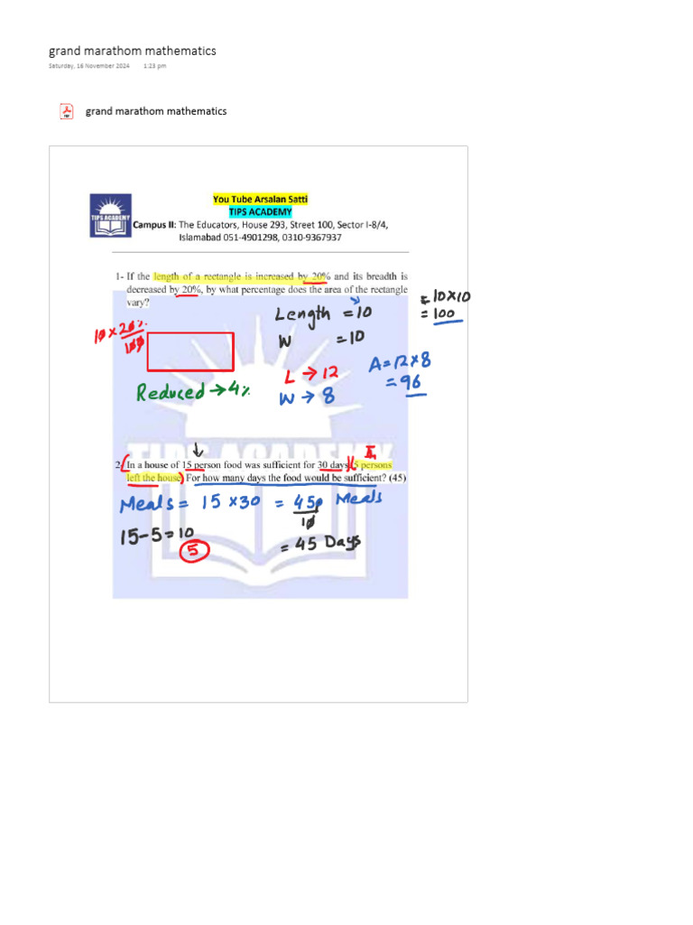Marathon Mathematics | PDF