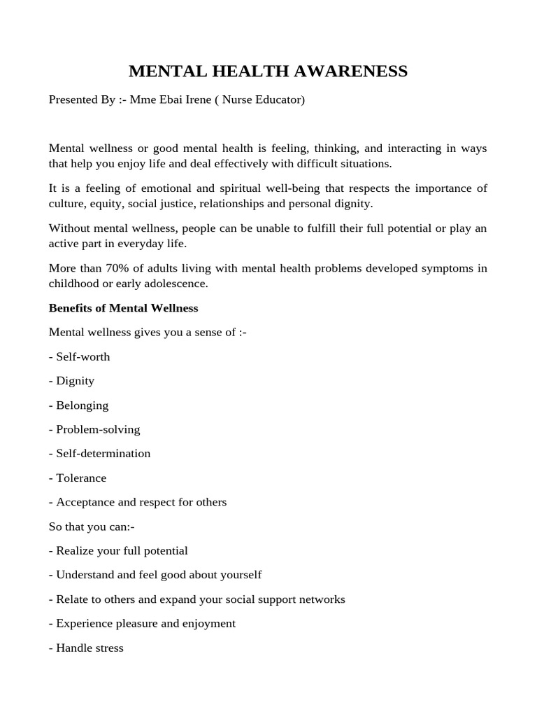 MENTAL HEALTH D 1 | PDF | Mental Disorder | Mental Health