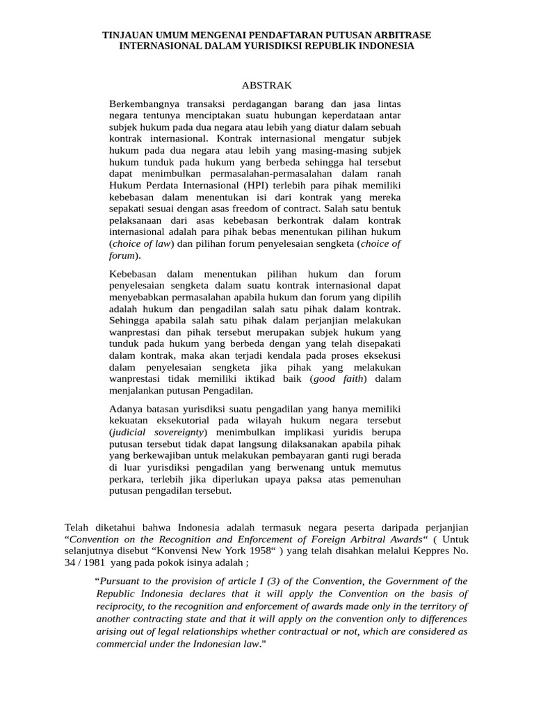 Putusan Arbitrase Internasional | PDF