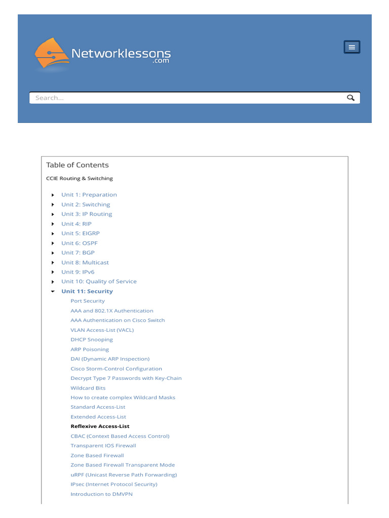 Unit11 Security Reflexive Access List | PDF | Routing | I Pv6