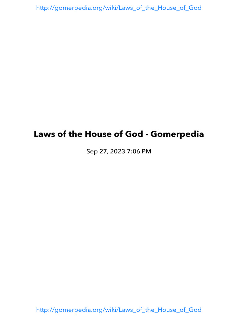 Laws of the House of God Explained | PDF