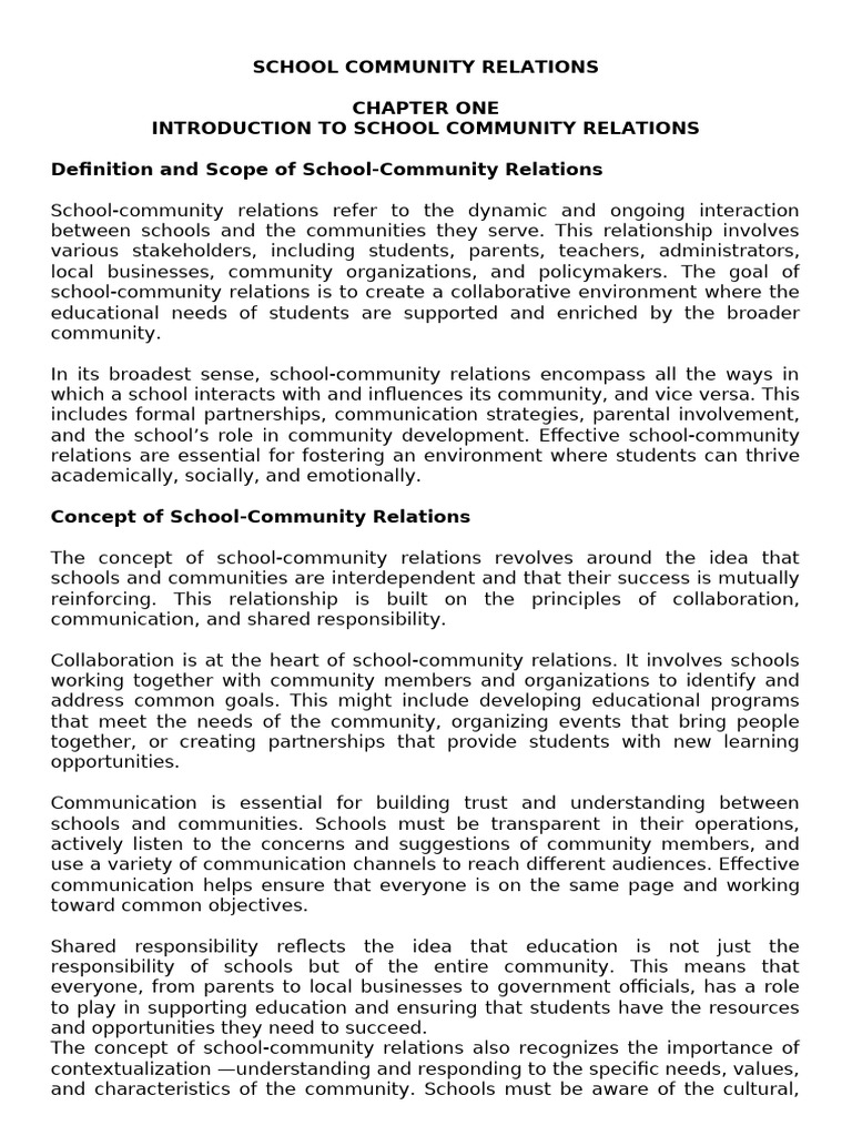 School Community Relations | PDF | Community | Curriculum