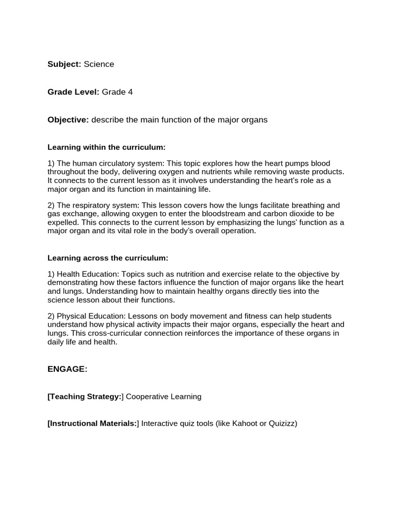 lesson_plan (2) | PDF | Heart | Lung