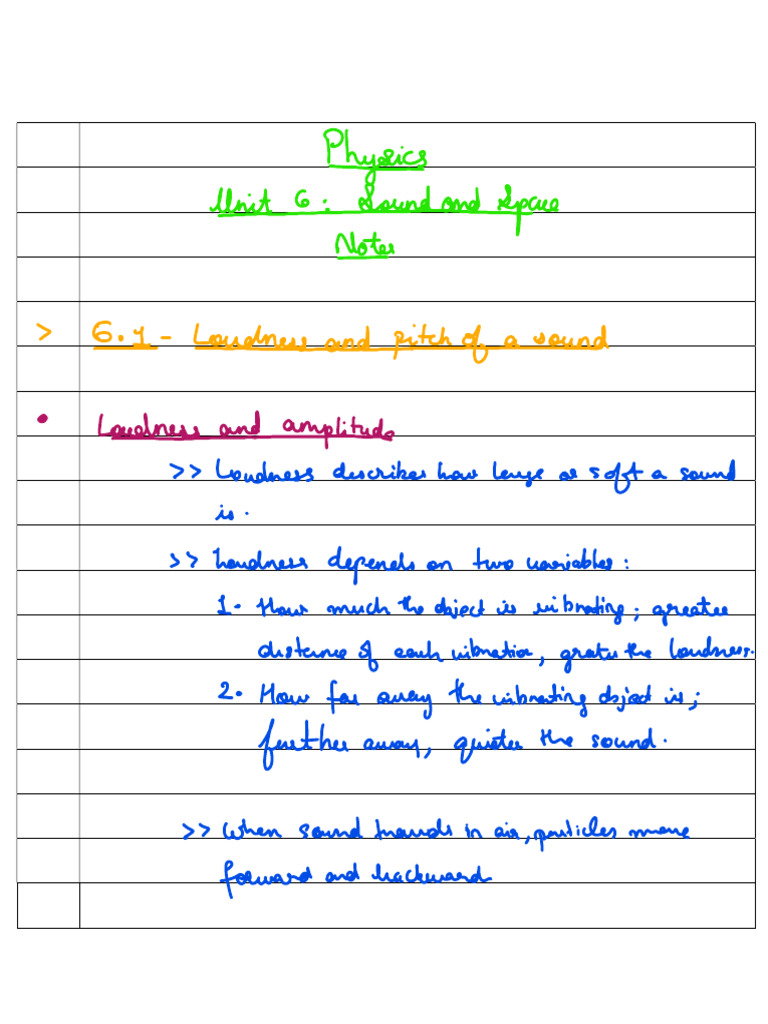 Physics - Unit 6 Sound and Space | PDF