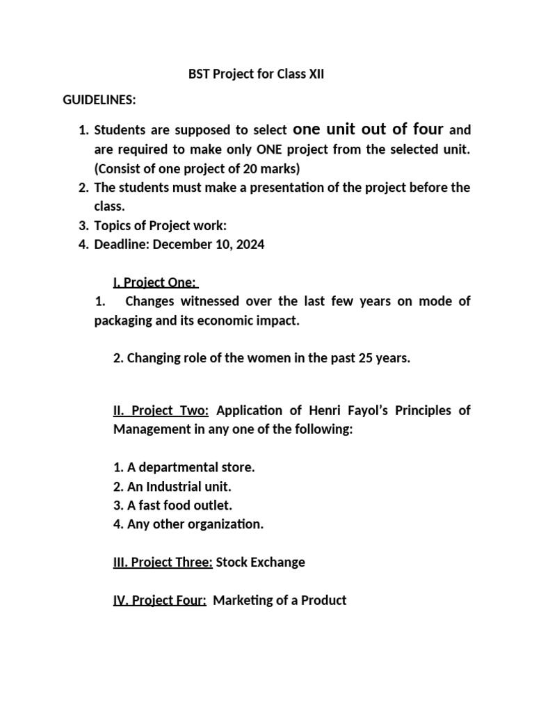 Notice- BST Project for Class XII Practical Examination | PDF ...