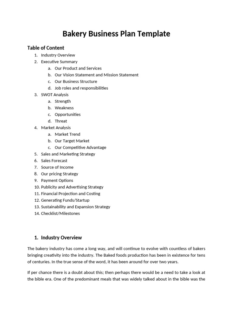 How To Write A Bakery Business Plan | PDF | Bakery | Baking