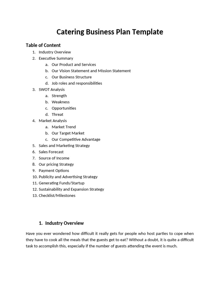 How to Write a Catering Business Plan | PDF | Chef | Advertising