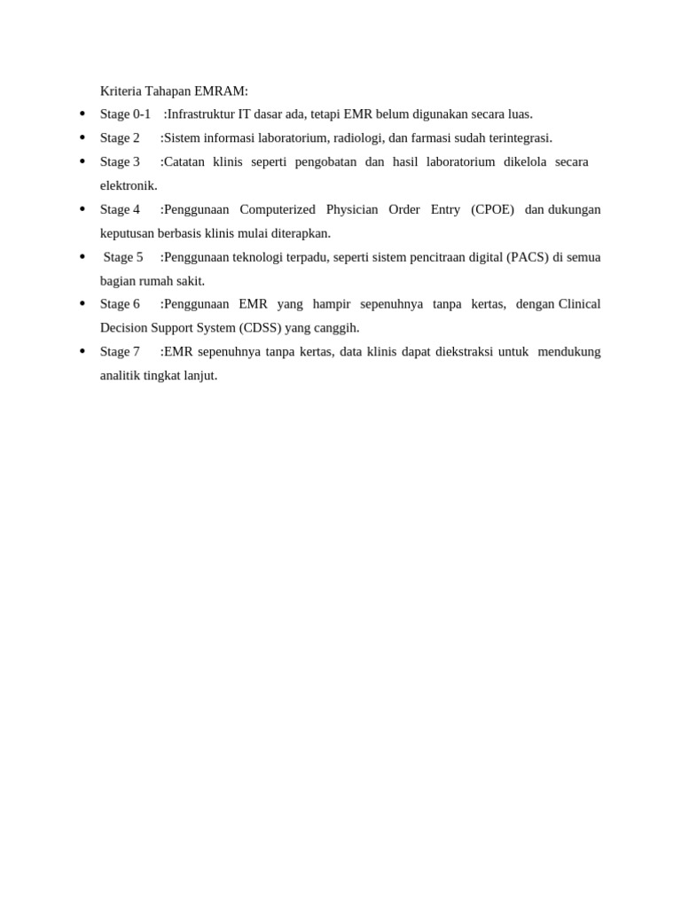 Kriteria Tahapan EMRAM | PDF