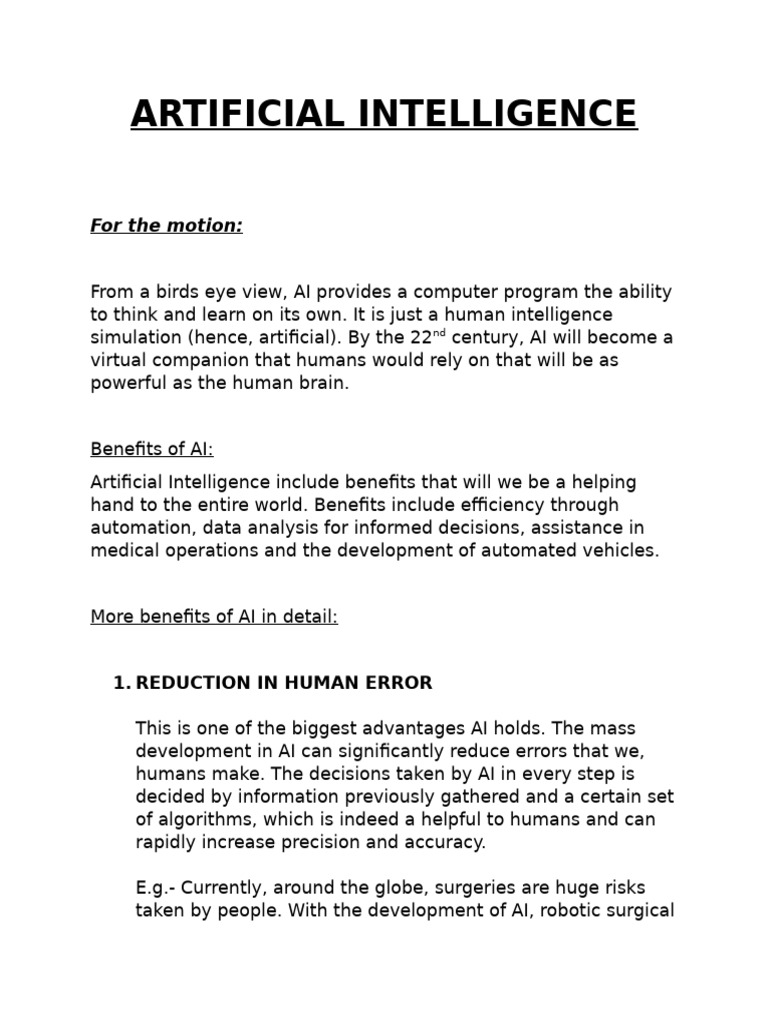 Debate Research - Artificial Intelligence | PDF | Artificial ...