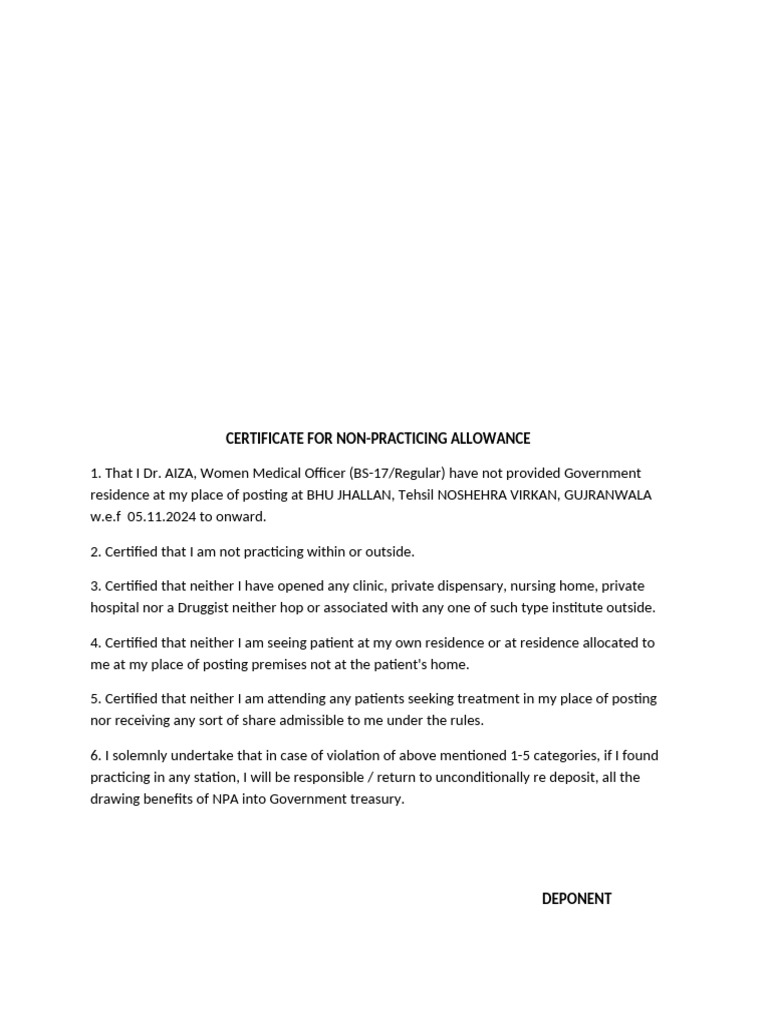 Certificate For Non | PDF
