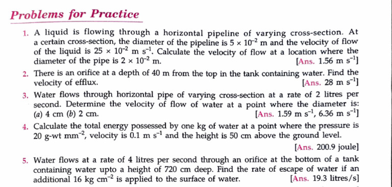Mechanical Properties of Fluids - Worksheet | PDF