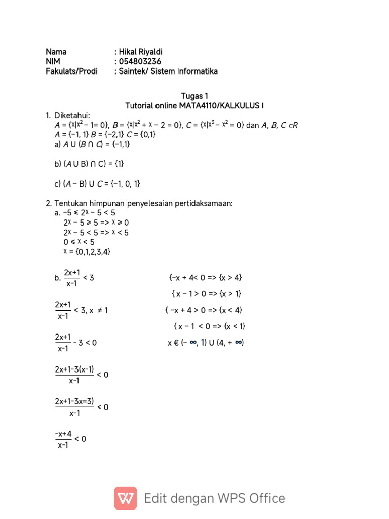 Tugas 1 Kalkulus | PDF