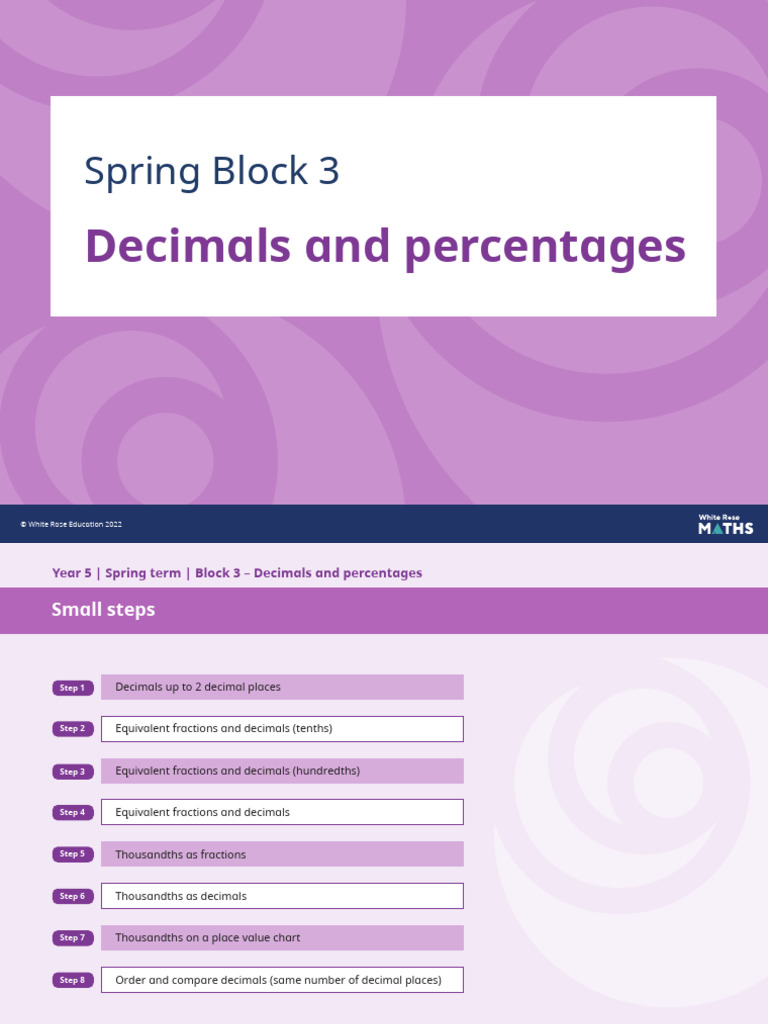 Y5 Spring Block 3 SOL Decimals and Percentages | PDF | Numbers | Decimal