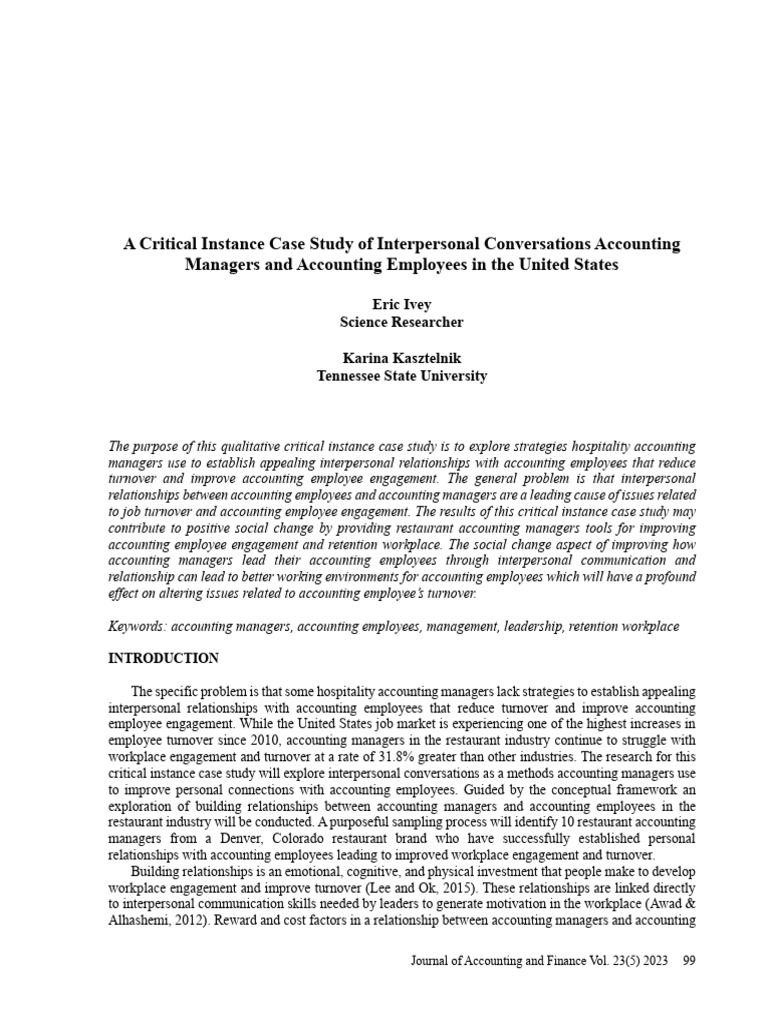 Critical Instance Case Study | PDF | Turnover (Employment ...